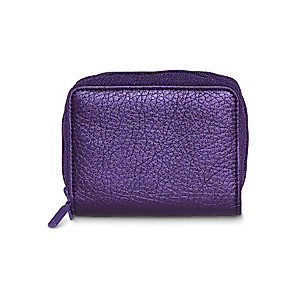 Collections Etc RFID Buxton Scan Proof Compact Leather-Look Wallet Purse, Plum, Onesize