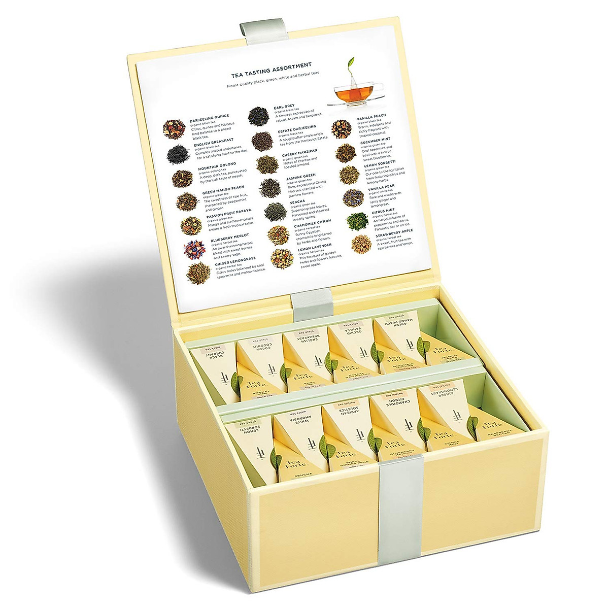 Tea Forte Tea Chests with 40 Handcrafted Pyramid Tea Infusers (Tea Tasting Asst)