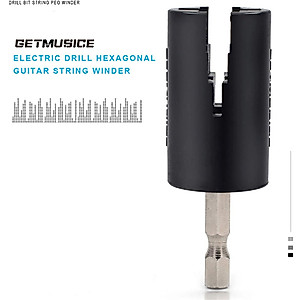 Hexagonal Drill Bit Tuning Peg Winder For Electric Acoustic Guitar Bass String Change Maintenance, Attaches to Power Screwdriver or Power Drill
