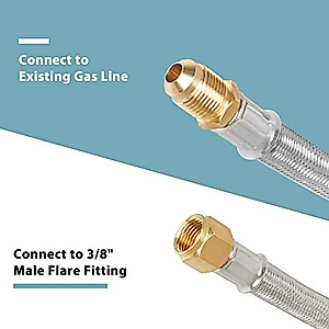 SHINESTAR 6FT Propane Hose Extension with 3/8" Female Flare x 3/8" Male Flare, for Large Tank and Gas Grill, Camping Stove, and More, Flexible and Durable