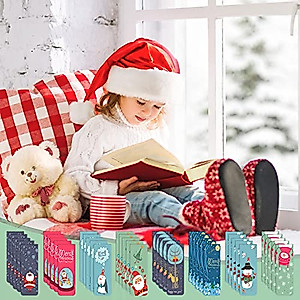 60 Pieces Christmas Magnetic Bookmarks Cute Cartoon Santa Snowman Reindeer Pattern Bookmarks Magnet Page Marker Xmas Page Clip for Kids Adults School Christmas Holidays Party Present Supplies