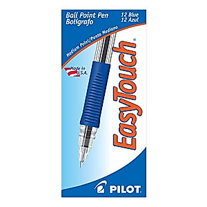 PILOT EasyTouch Ballpoint Stick Pens, Medium Point, Blue Ink, 12-Pack (32011)