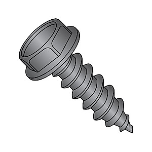 Small Parts 1212ABW188B 18-8 Stainless Steel Sheet Metal Screw, Black Oxide Finish, Hex Washer Head, Hex Drive, Type AB, #12-14 Thread Size, 3/4" Length (Pack of 25)
