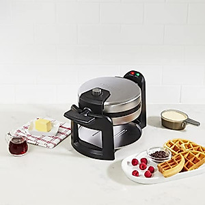Cuisinart WAF-F30 Round Flip Belgian Waffle Maker, Black/Silver, 1 inch thick