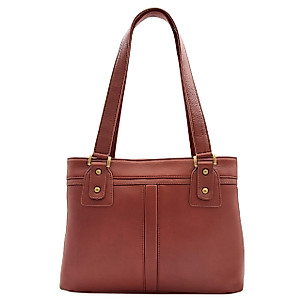 A1 FASHION GOODS Womens Leather Shoulder Bag Multi Zip Pockets Casual Handbag Polly (Brown)