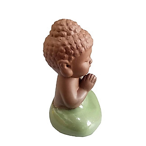 FengshuiGe Mini Tathagata Tea Pet Ceramic Buddhist Monk Meditation Decor Zen Garden Buddha Statues for Home Decor (Style1)