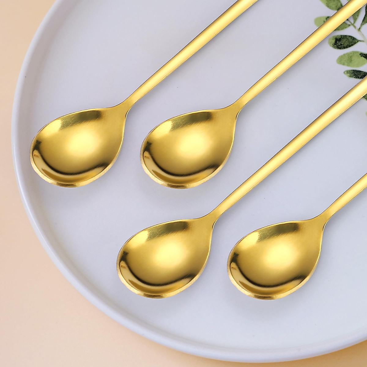 A · HOUSEWARE Coffee Spoons Gold Silverware Christmas 6 Pieces Small Stainless Steel Flatware Xmas Decorative Pendants Cute Drinking Stirrers for Festive and Daily Kitchen Utensils