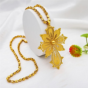 18K Gold Plated Ethiopian Cross Pendant with Ethiopian Eritrea Items