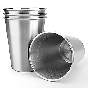 JIANYI Stainless Steel Cups, 8 Ounce Stainless Steel Kids Cups for Drinking, Reusable Water Tumbler Metal Drinking Glasses for Kids and Adults, fathers day gift ideas (4 Pack)
