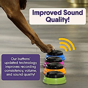 Hunger for Words Talking Pet Starter Set - 4 Piece Set Recordable Buttons for Dogs, Talking Dog Buttons, Teach Your Dog to Talk, Talking Pet, Dog Training Games, Dog Buttons for Communication