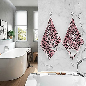 ALAZA Pink Leopard Print Cheetah Tie Dye Hand Towels for Bathroom 1OO% Cotton 2 pcs Face Towel 16 x 28 inch, Absorbent Soft & Skin-Friendly