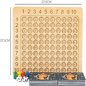 Wooden 9X9 Math Games for Kids 8-12, Kingmall Montessori Multiplication Board Game Wooden Multiplication Board, Educational Preschool Counting Tools for Kids Over 3 Years Old