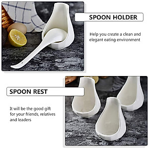Hemoton Coffee Spoon Holder 1pc Ceramic Spoon Rest Ceramics White Pallet Commercial Ceramic Utensil Holder