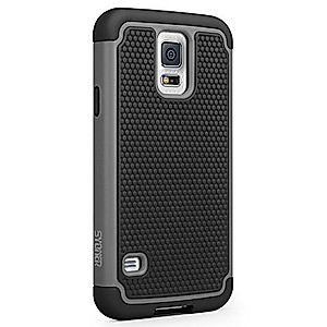 Galaxy S5 Case, SYONER [Shockproof] Hybrid Rubber Dual Layer Armor Defender Protective Case Cover for Samsung Galaxy S5 S V I9600 [Gray/Black]