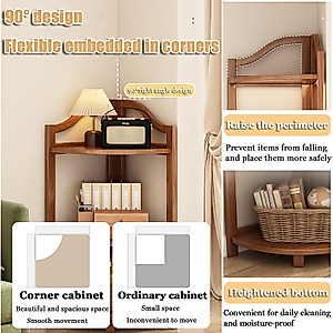 Corner Shelf,Bamboo Corner Stand,Corner Storage Shelf, Counter Organizer Rack,Corner Table Bookshelf,Display Rack Storage Organizer,Bathroom Corner Shelf Stand,for Living Room Kitchen Bedroom A 6th