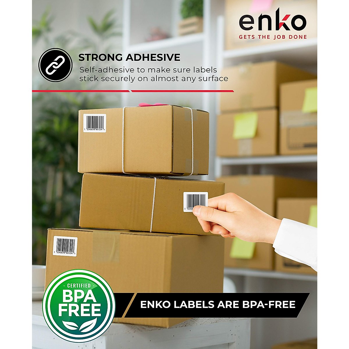 enKo (3 Rolls, 7,050 Labels) 1-1/2" x 1/2" Direct Thermal Label for Address Mailing and Shipping FBA FNSKU Labels