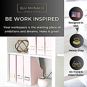 BLU MONACO Set of 6 Foldable Pink Cute Magazine Holders with Gold Label Holders - Stylish Magazine Storage for Desk, Shelves, and Closets - Book Bins, Files Organizers and Document Storage