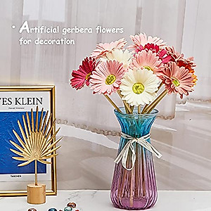 Artificial Daisy Artificial Flowers Gerbera Daisy Fake Gerbera Daisies Fake Flowers Bouquet 15 Inch for Wedding Bridal Bouquet Party Home Kitchen (White, Pink, Yellow, Orange, Rose, Coral,18 Pieces)