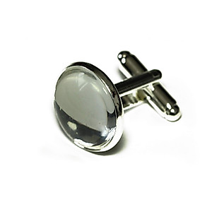 ALL in ONE Cufflinks Cuff Links Button Cabochon Blank Trays Frame with Clear Glass Dome (Silver 16mm - 10 Sets)