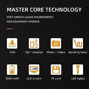 5.5mm Borescope Inspection Industrial Camera, Dual Endoscope Camera, 4.3 Inch Screen, IP67 Waterproof Snake Camera, for Sewer Pipe Drain Plumbing Inspection