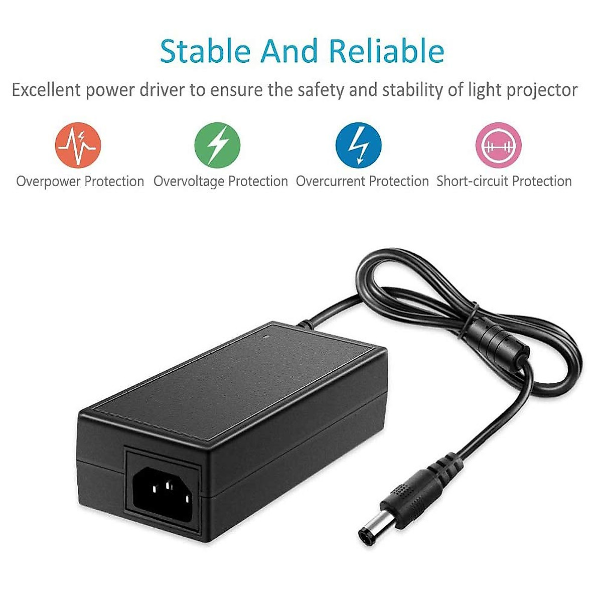 JOYLIT 12V 8A Power Supply Adapter, AC 110V-240V Convert to DC 12 Volt 8Amp Transformer with 2.1 X 5.5mm US Plug 3.6ft Cord Adaptor for LED Light Strip, CCTV Camera