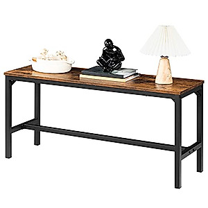 HOOBRO Dining Benches, Pair of 2 Kitchen Benches, Industrial Table Benches, Wooden Indoor Benches, Durable and Stable, for Dining Room, Kitchen, Living Room, Bedroom, Rustic Brown BF02CD01