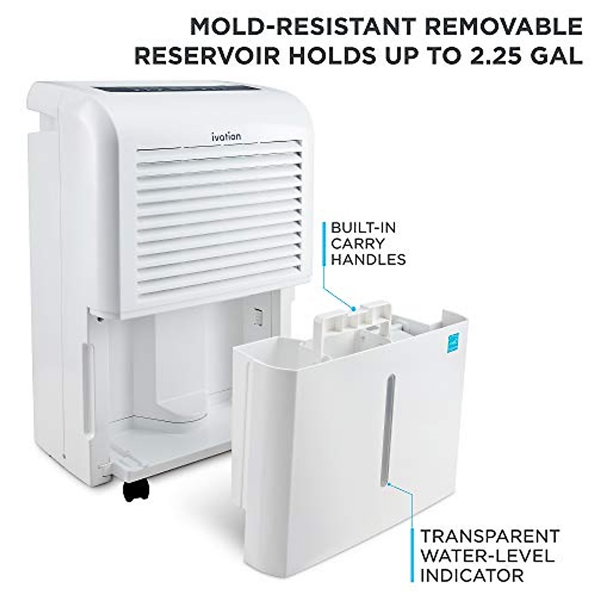 Ivation 4,500 Sq Ft Smart Wi-Fi Energy Star Dehumidifier with App, Continuous Drain Hose Connector, Programmable Humidity, 2.25 Gal Reservoir for Medium and Large Rooms (4,500 Sq Ft)