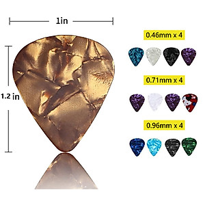 LYNNELEE Guitar Picks Multi Color Includes Thin, Medium, Heavy Felt with Storage Box Case for Ukulele, Guitar, Bass (12picks)