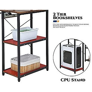 FDW Computer Desk 46" Gaming Writing Desk with Keyboard Tray/Monitor Stand Shelf/Storage Shelves/CPU Stand for Home Office