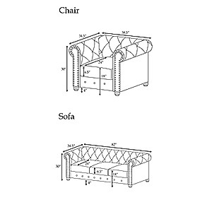 Morden Fort Couches for Living Room, Sofas for Living Room Furniture Sets, Chair and Sofa 2 Pieces, Fabric, Velvet Beige