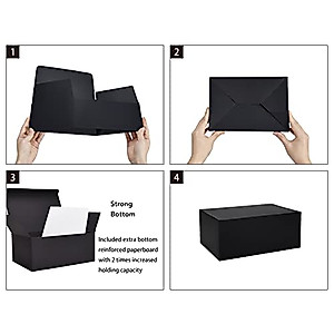 HUAPRINT Black Gift Box,Gift Boxes with Lids 9.5x6.5x4inch,24pcs Paper Gift Box Bulk,Rectangle Gift Boxes for Presents,Birthday,Bridesmaid Proposal,Groomsmen Engagements,Baby Showers, Christmas,Wedding Party Favor,Crafting Cupcake,Holidays