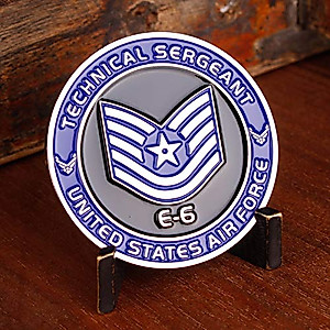 Air Force Technical Sergeant E6 Challenge Coin! United States Air Force Tech Sergeant Rank Military Coin. E-6 USAF Challenge Coin! Designed by Military Veterans - Officially Licensed Product!