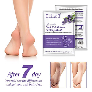 Foot Peel Mask - 5 Pack Foot Mask for Dry Dead Skin, Callus, Repair Rough Heels - Make Your Feet Baby Soft Get Smooth Silky Skin - Lavender