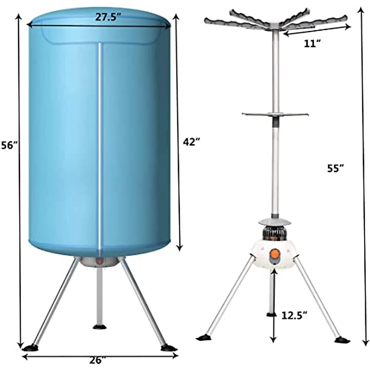 COSTWAY Portable Clothes Dryer, Ventless Laundry Dryer, Hot Drying Machine with Heater for Home & Dorms