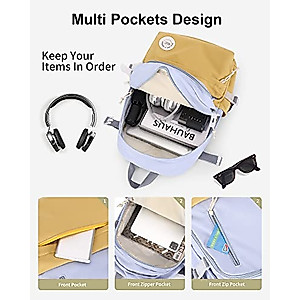 VGOCO School Backpack for Teens Girls Boys, Middle High School Bookbag Unisex Lightweight Backpack Bag Water-proof Casual Rucksack for Women Men, Fits 14 inch Laptop Work Daypack Blue Yellow