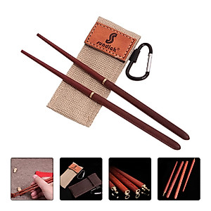 CLISPEED 2 Pairs Folding Office& Home Outdoor for Gift Chopsticks Sticks Retractable Camping Wooden Collapsible Chop Bag Wood Chopstick Korean Foldable Pouch Natural Carrying Reusable with