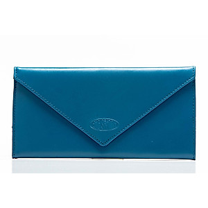 Big Skinny Women's Slimvelope Leather Tri-Fold Checkbook Slim Wallet, Holds Up to 40 Cards, Ocean Blue