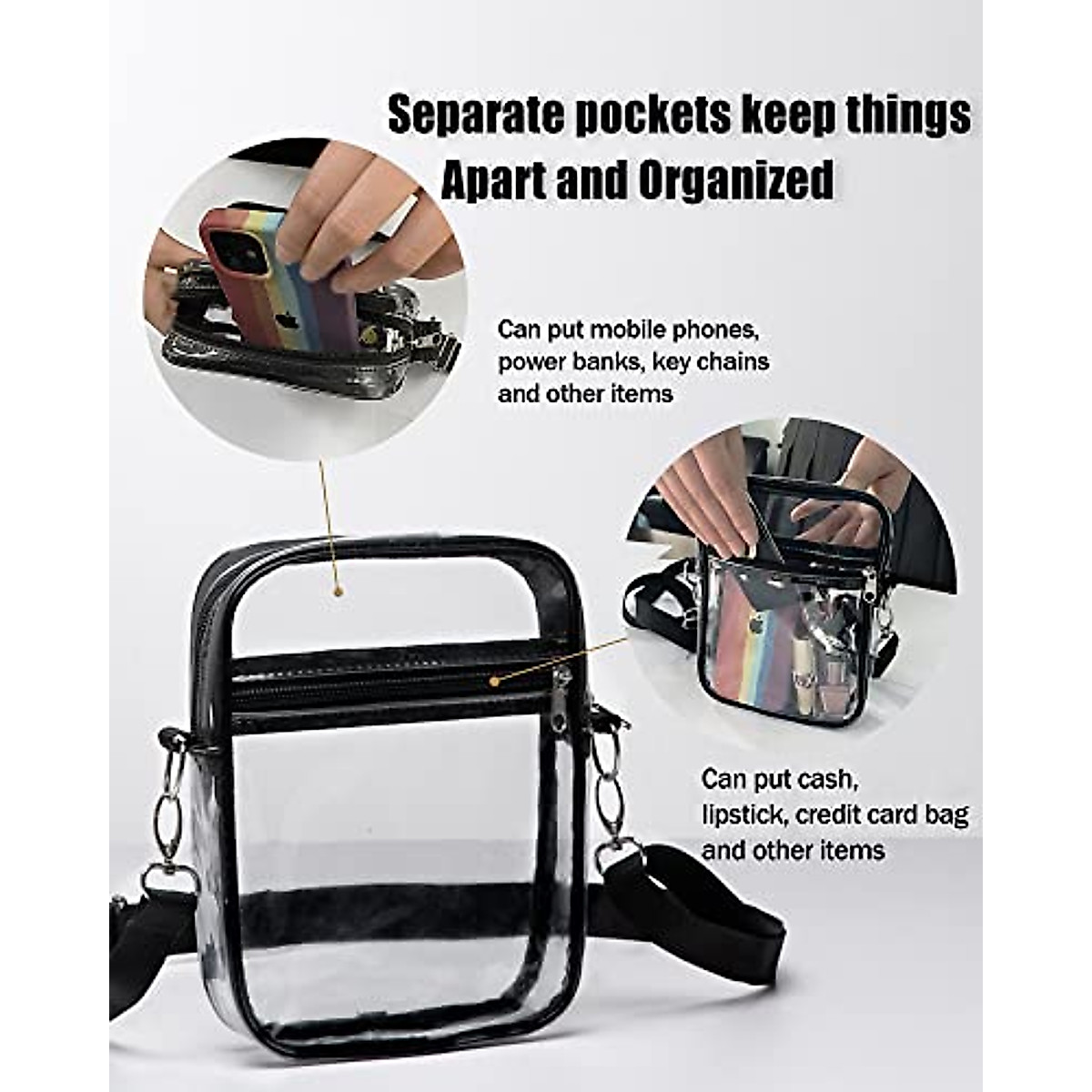 LXCCXM Clear Bag Stadium Approved - Clear Crossbody Bag for Women and Men Purse Bag for Concerts Sports Events