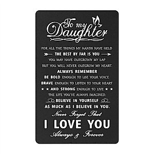 Mataly Daughter Gifts from Mom Dad - To My Daughter I Love You Inspirational Engraved Wallet Card, Birthday Graduation Christmas Presents