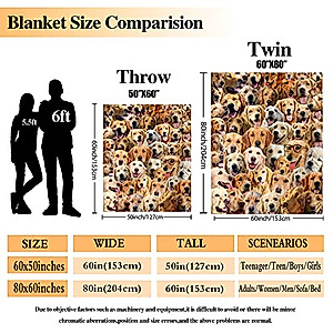 HSELOGI Golden Retriever Blanket Gift for Dog Lover Funny Dog Print Fleece Blanket Home Decor Plush Fuzzy Blanket Cute Puppy Blanket Throw for Kids Girls Boy for Adult Women Sofa Bed Chair 60"x80"