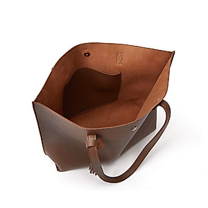 Dreubea Women's Soft Faux Leather Tote Shoulder Bag from, Big Capacity Tassel Handbag Coffee New