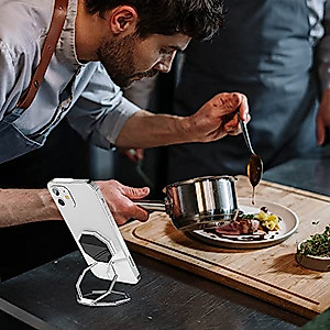 QYHOO Phone Ring Holder Finger Kickstand, Folding 360° Rotation Ultra-Thin Metal Grip for Magnetic Car, Mount Desktop, Compatible with iPhone, All Smart Phones, Tablets (Silver)