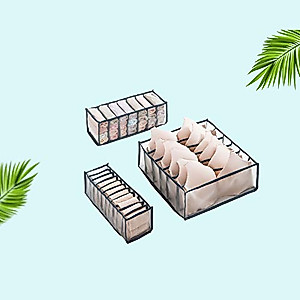 GBXPQEC Houseware Underwear Organizer Foldable Underwear Storage Divider Boxes Underwear Storage Bag For Store Socks, Underwear, Ties (White)