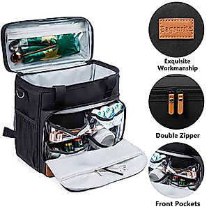 BAGSPRITE Coffee Maker Travel Bag Compatible with Keurig K-Mini or K-Mini Plus, Single Serve Coffee Brewer Carrying Case with Multiple Pockets for K-Cup Pods, Storage Bag With Shoulder Strap Grey