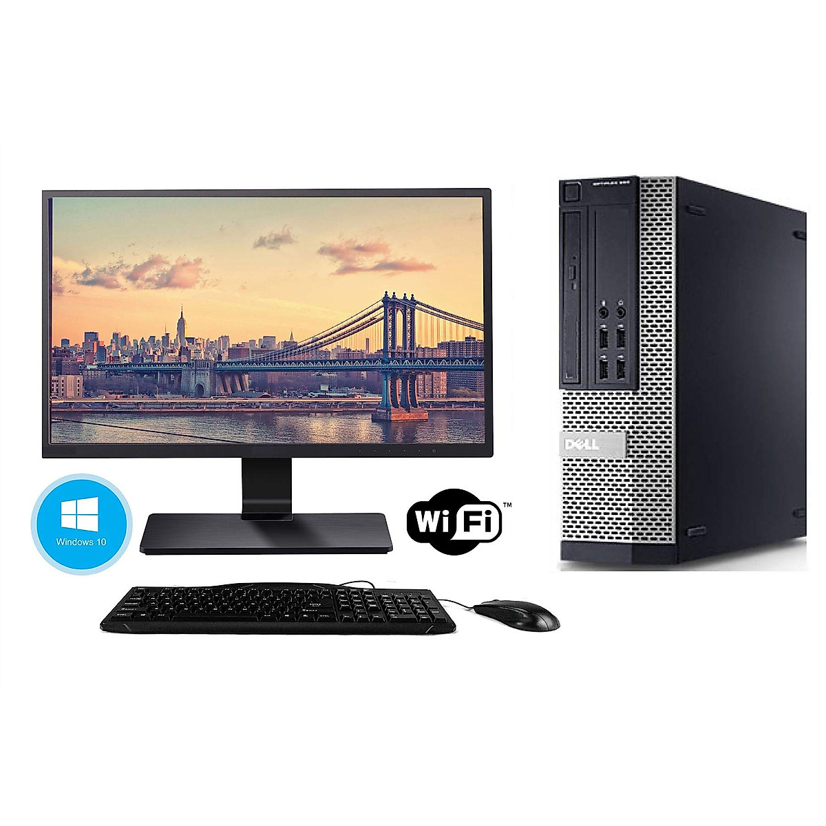 Dell Optiplex 790 SFF Desktop - Intel Core i5 2400 16GB DDR3 RAM, 480GB SSD and Windows 10 Home - WiFi Ready - New 23 Inch LED Monitor (Renewed)