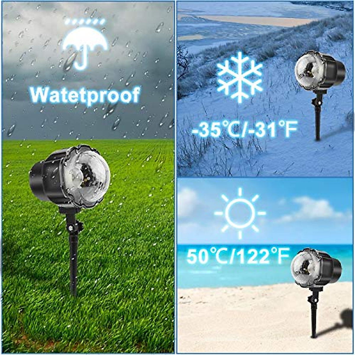 Snowfall LED Light Projector, Christmas Projector Lights with Remote Control, Rotating Snow Projector with IP65 Waterproof, Outdoor Decorative Lighting for Christmas Holiday, Party, Weeding, Garden