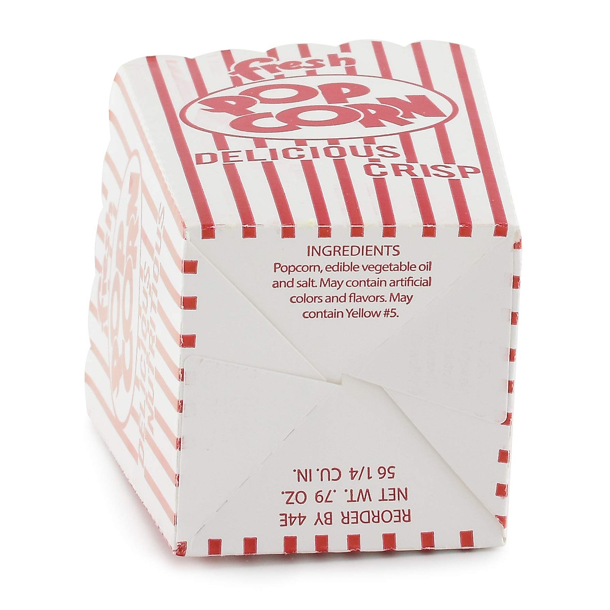 Snappy 44-E Red & White Open Top Popcorn Boxes, .8 Oz. 100Count