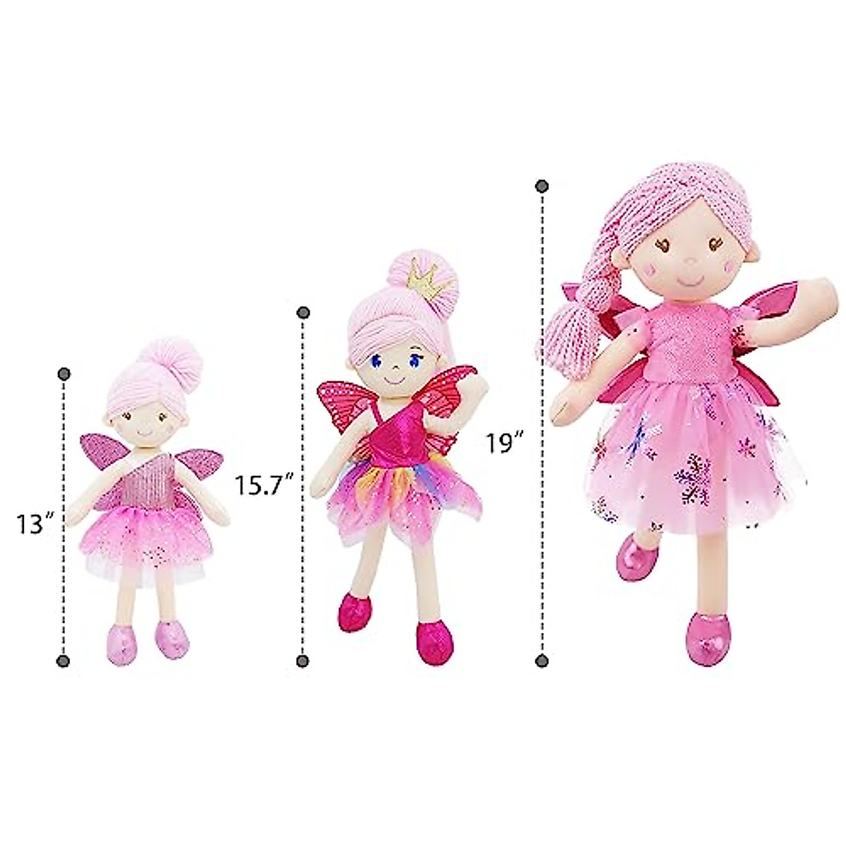 June Garden 12" Enchanted Garden Fairy Doll Elida - Plush Stuffed Soft Doll Girl Gift - Pink Outfit and Wings