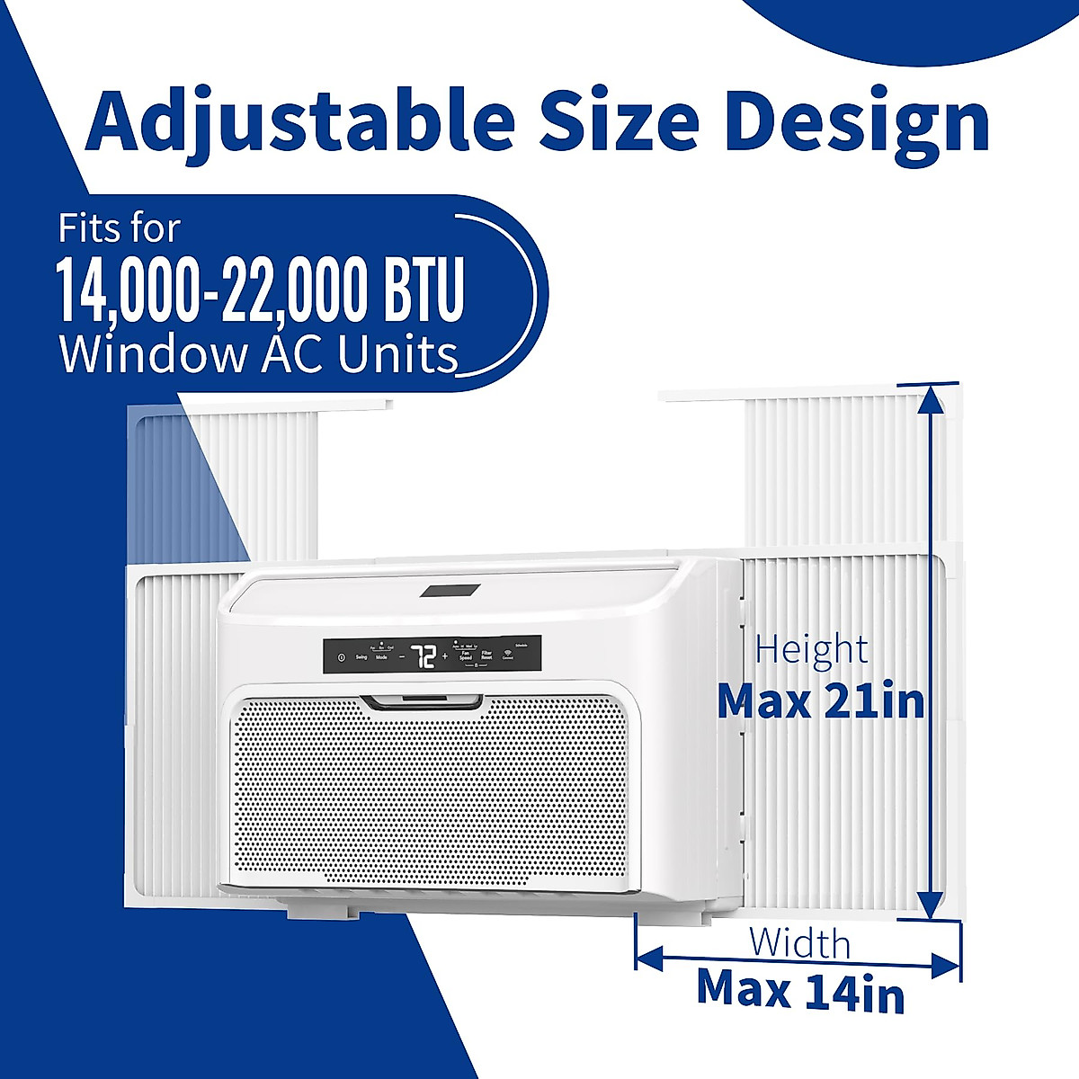 Wintcomfort Window Air Conditioner Side Panel with Adjustable Frame, Universal Window AC Accordion Filler Kit for Window AC Units 5000~14000 Btu, Window AC Insulation Side Panels with Frame