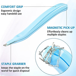 ZZTX 4 PCS Professional Magnetic Staple Remover Puller Rubberized Staples Remover Staple Removal Tool for School Office Home(Blue, Pink, Purple, Green)